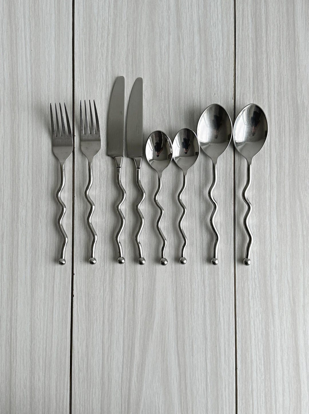 Antique Cutlery With Twisted Handles, Unique Design in Polished Metal ...