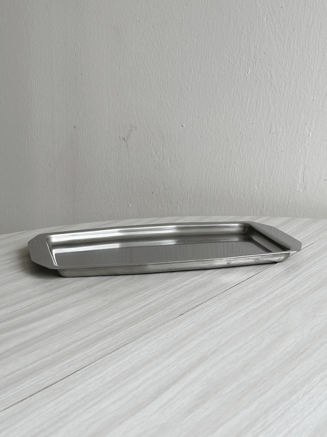 Small Shiny Stainless Steel Tray, Vintage Serving Tray, Silver Designer ...