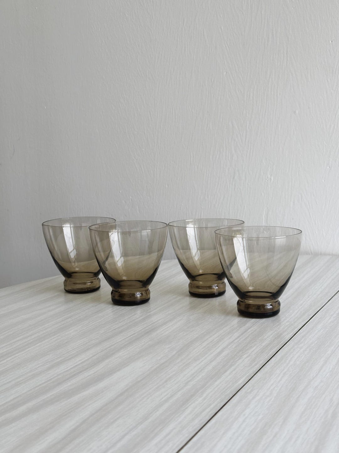 4 Fine Smoked Glass Water Glasses, Sleek and Contemporary Design ...