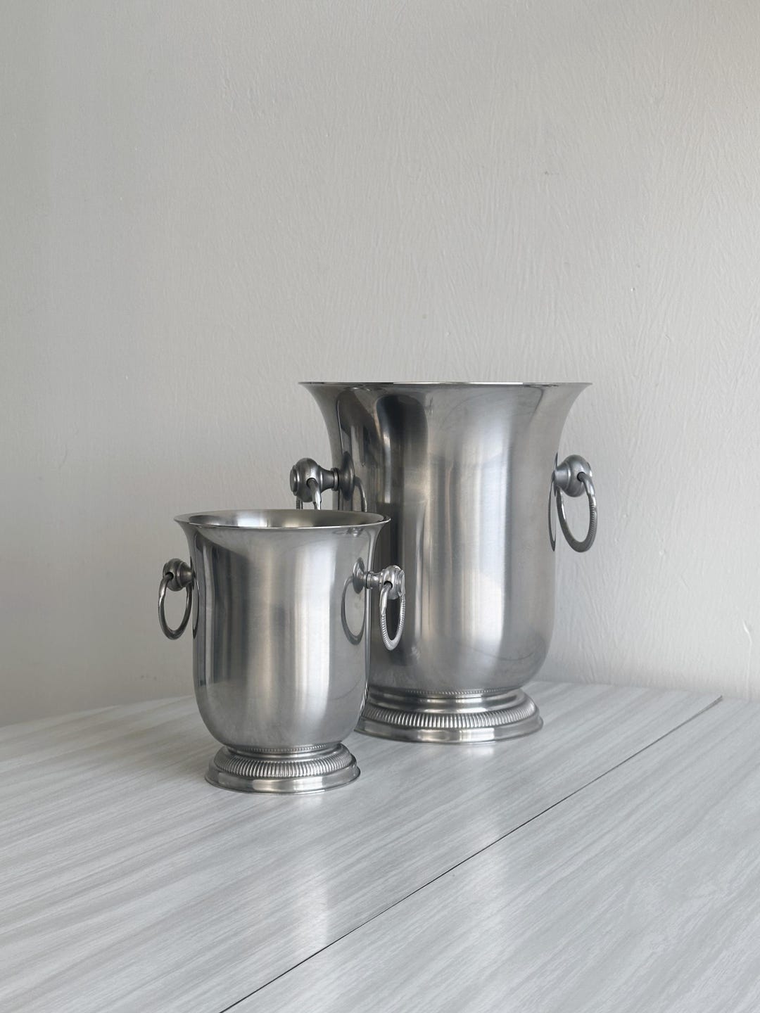 Jean Couzon Champagne Bucket and Ice Bucket Set, Silver-plated Metal ...