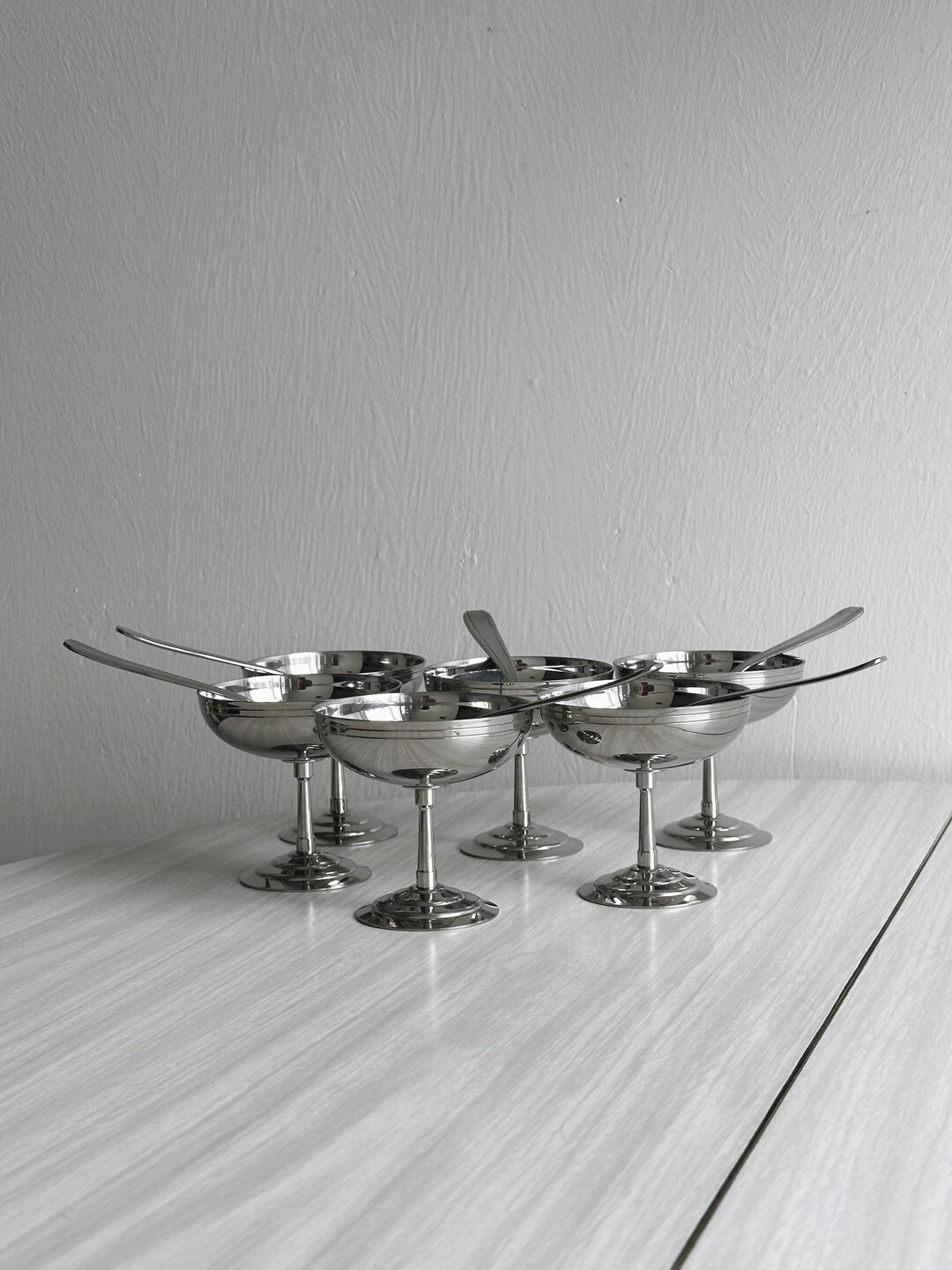 6 Letang Remy Stainless Steel Footed Bowls, French Made, Metal ...