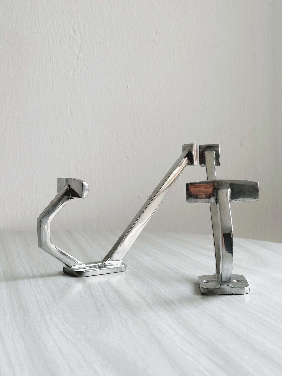 Two Wall Hooks, Chrome Metal Coat Hooks, Modern and Refined Design ...