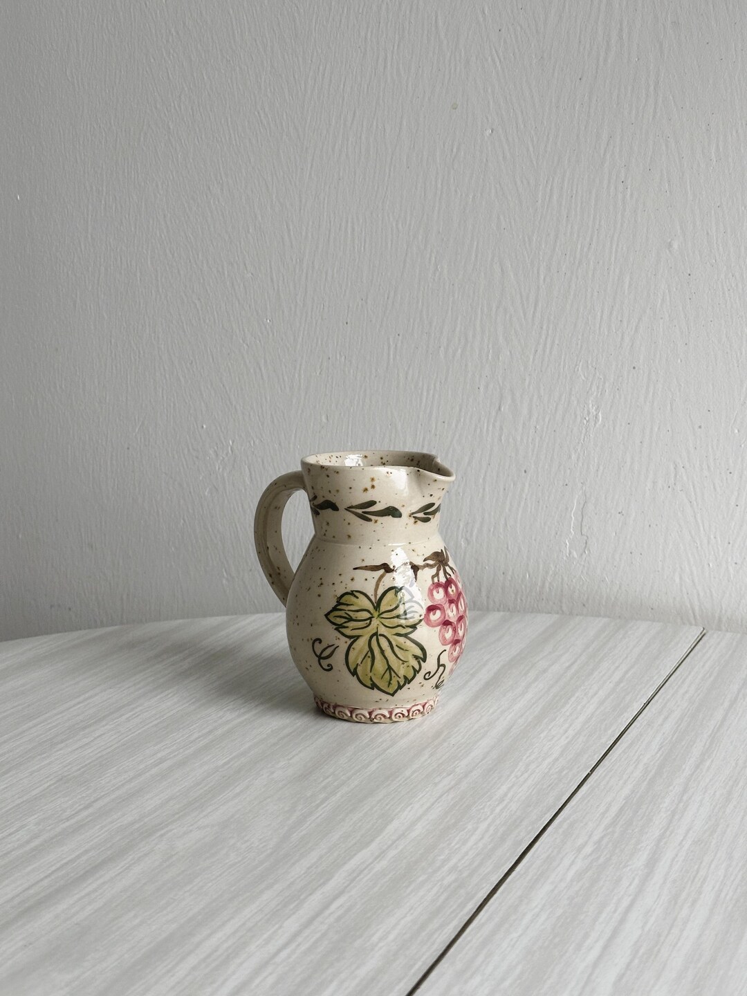 Small Ceramic Wine Pitcher, Rustic Table Decoration, Hand-painted ...