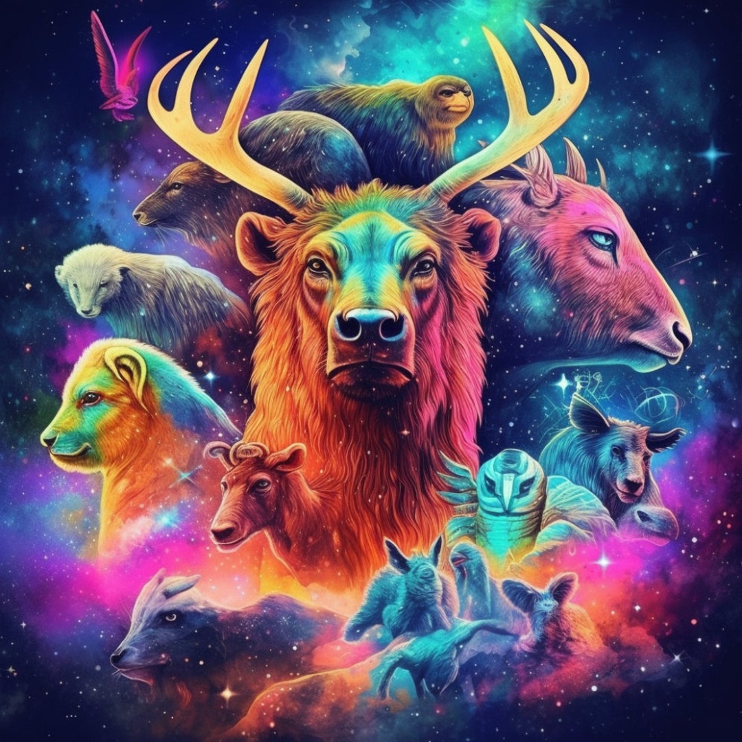 20 Colorful Cosmic Creatures: Galaxy Animal Pack - Etsy