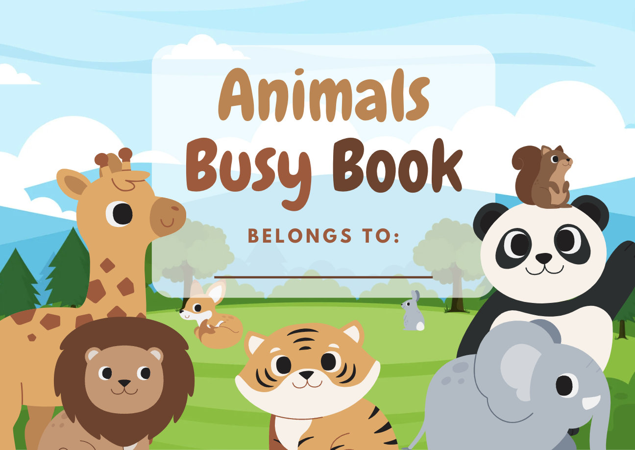 Editable Animals Busy Book Template Learn and Play With - Etsy