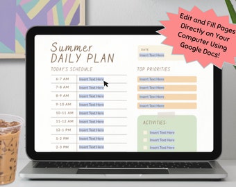 Editable Summer Schedule Pack for Family Summer Calendar Planner Chore ...