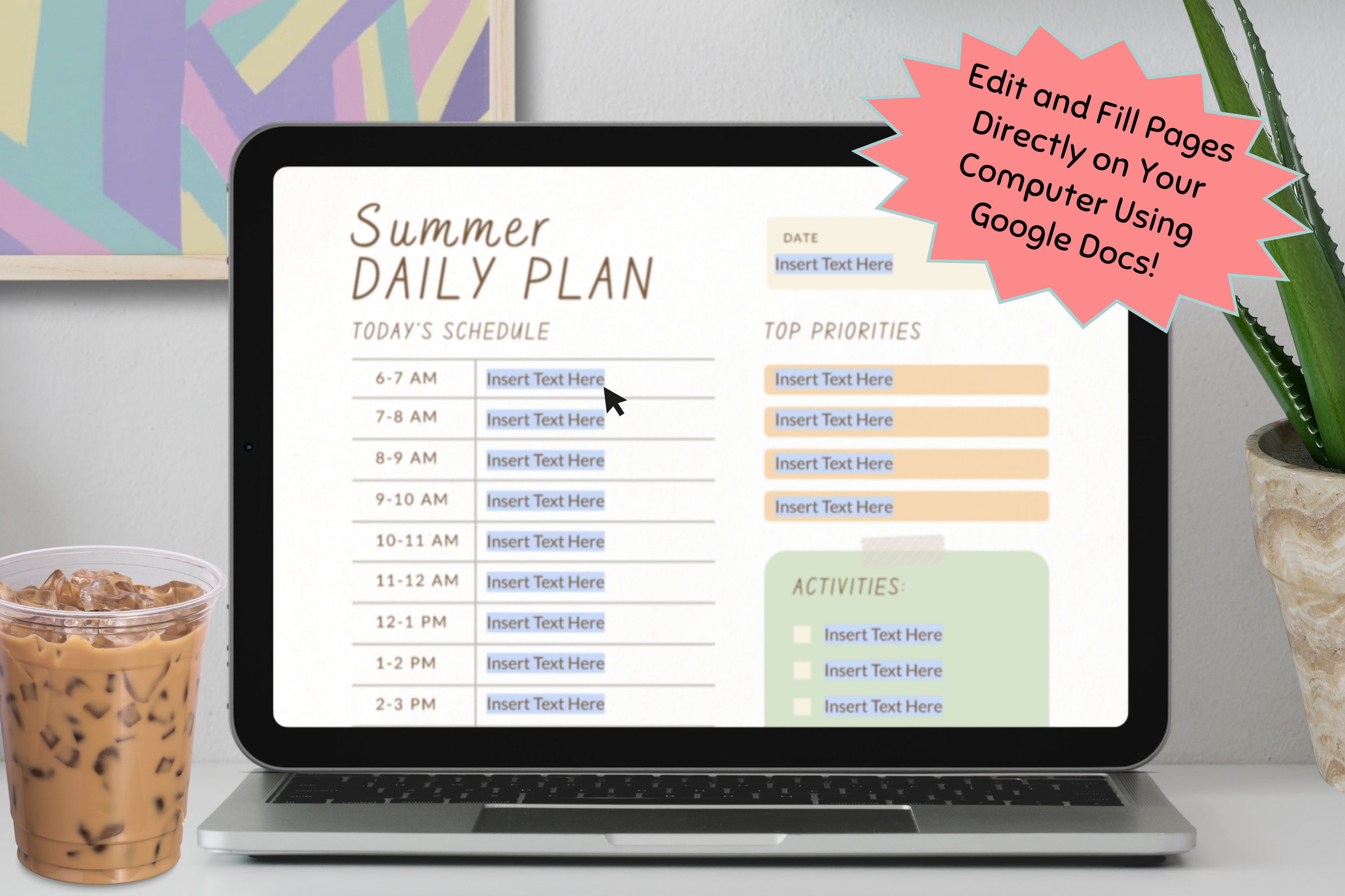 Editable Summer Schedule Pack for Family Summer Calendar Planner Chore ...