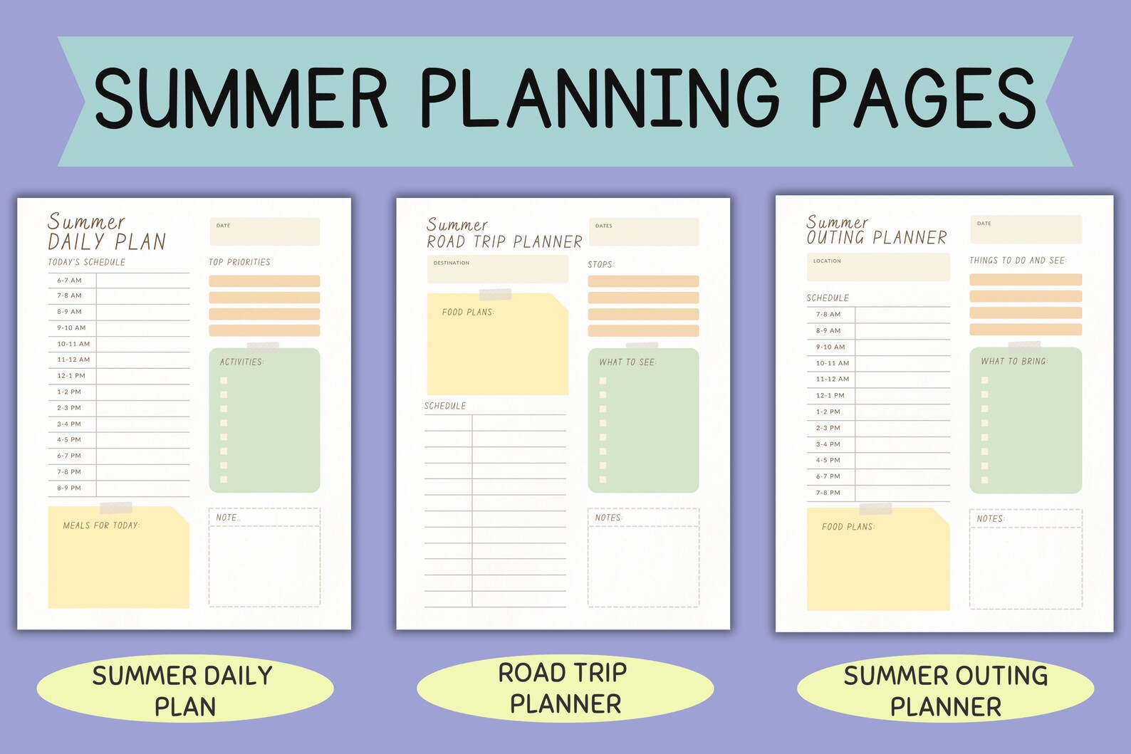 Editable Summer Schedule Pack for Family Summer Calendar Planner Chore ...