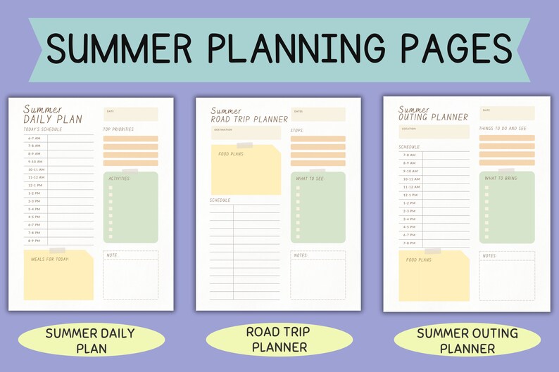 Editable Summer Schedule Pack for Family Summer Calendar Planner Chore ...