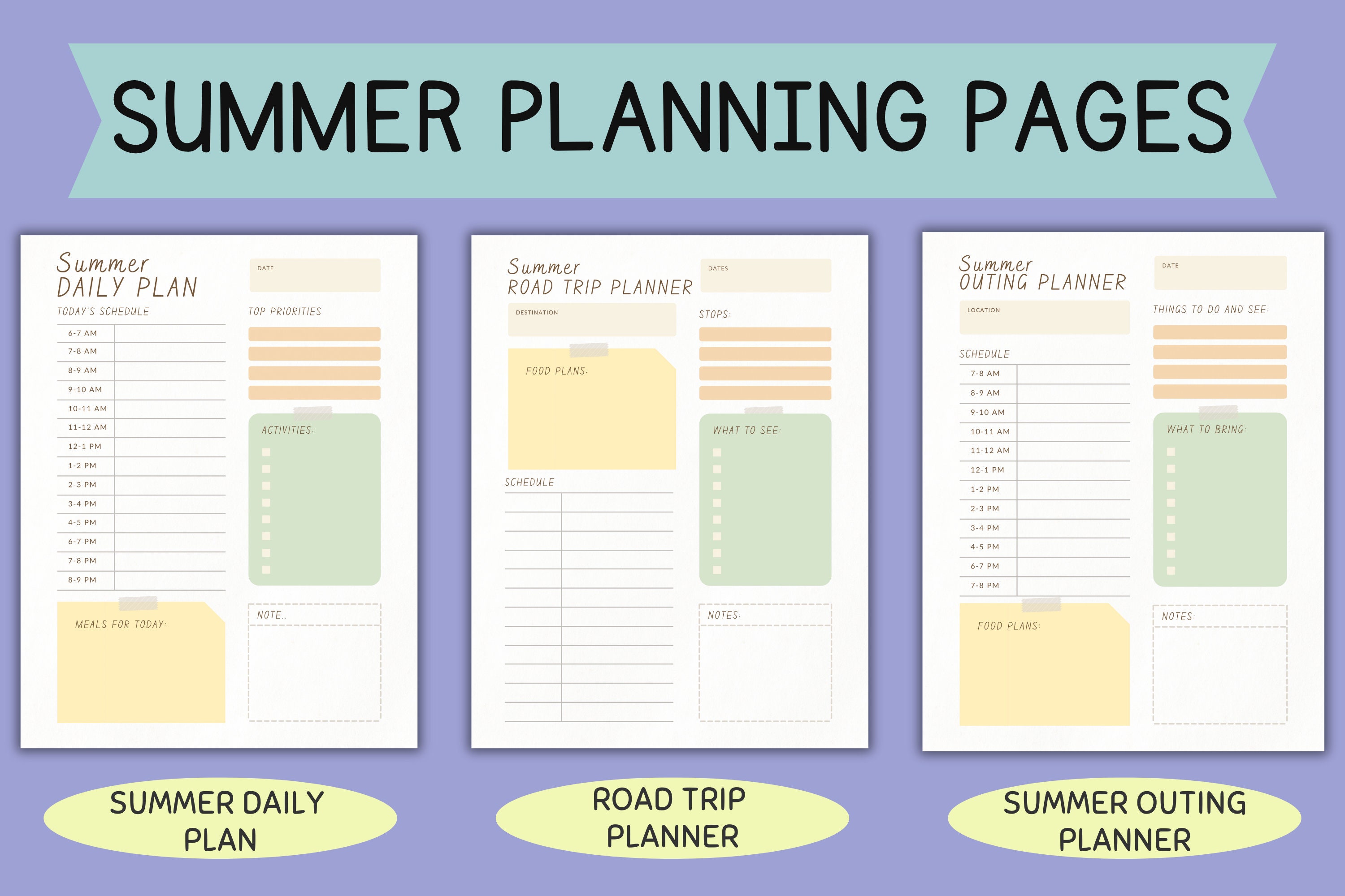 Editable Summer Schedule Pack for Family Summer Calendar Planner Chore ...