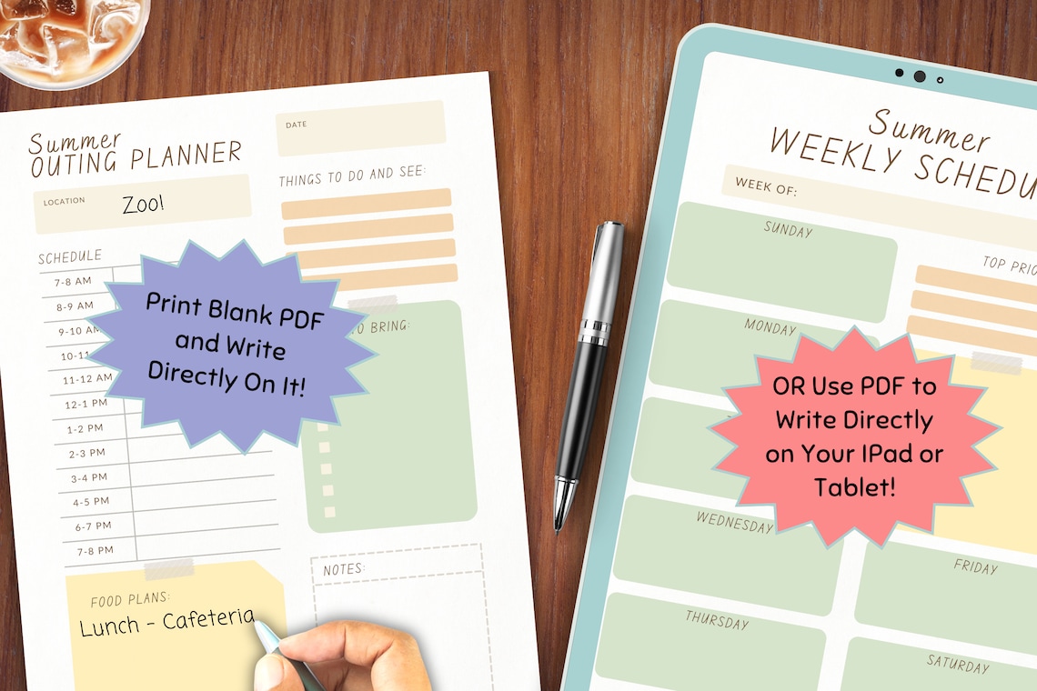 Editable Summer Schedule Pack for Family Summer Calendar Planner Chore ...