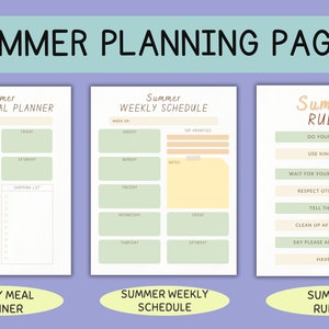 Editable Summer Schedule Pack for Family Summer Calendar Planner Chore ...