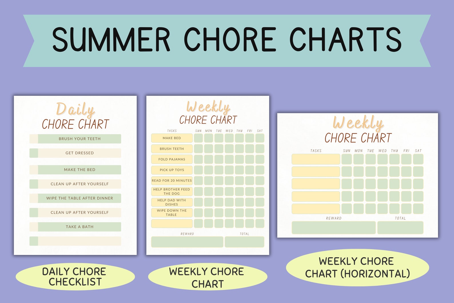 Editable Summer Schedule Pack for Family Summer Calendar Planner Chore ...