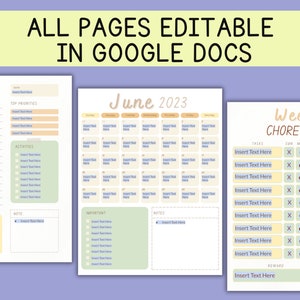 Editable Summer Schedule Pack for Family Summer Calendar Planner Chore ...