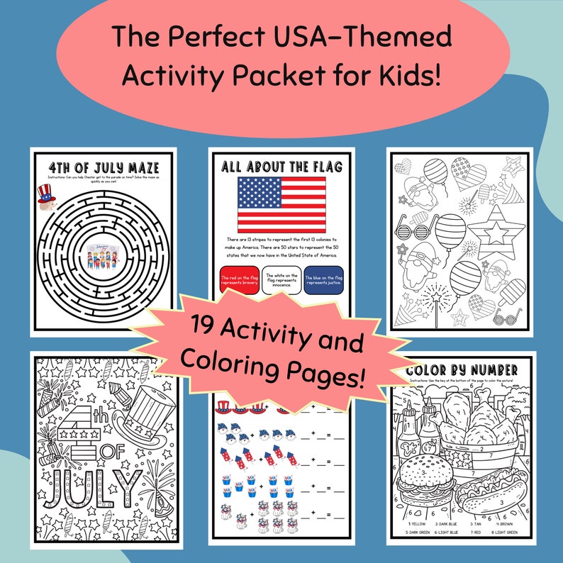 Kids Fourth of July Worksheets | Coloring Page | Elementary | 4th of ...