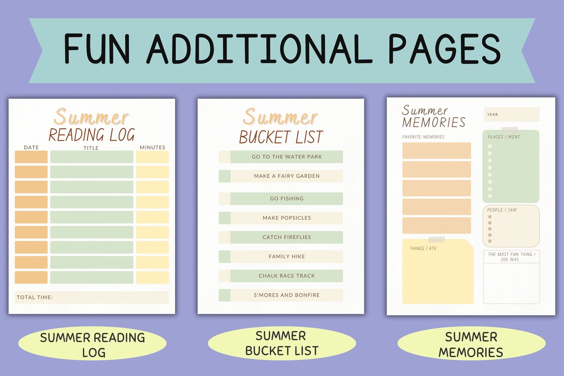 Editable Summer Schedule Pack for Family Summer Calendar Planner Chore ...