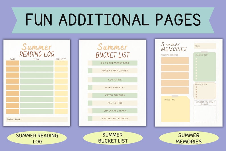 Editable Summer Schedule Pack for Family Summer Calendar Planner Chore ...