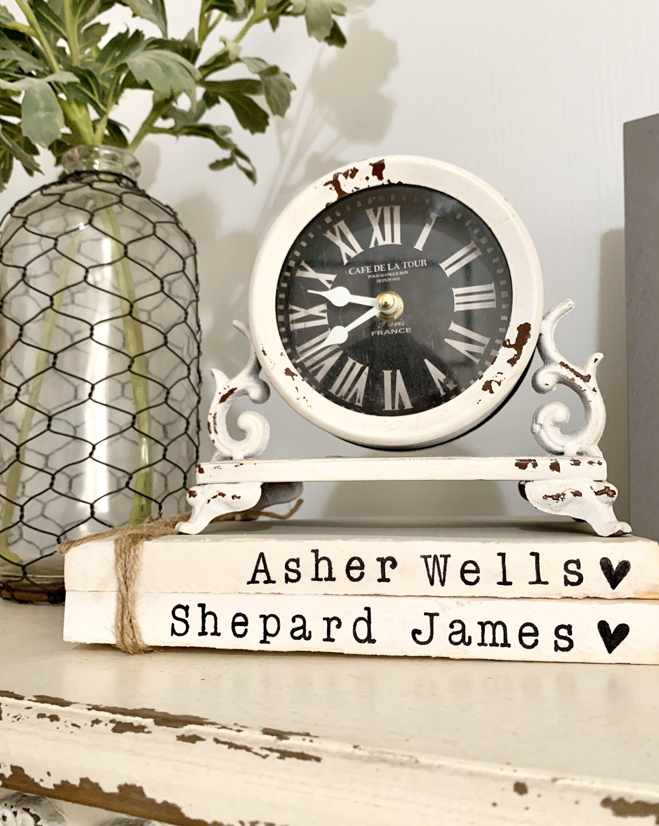 Personalized Names Book Stack Home Books Farmhouse Decor - Etsy