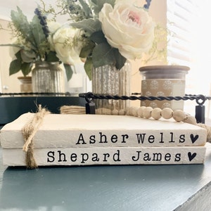 Personalized Names Book Stack Home Books Farmhouse Decor - Etsy