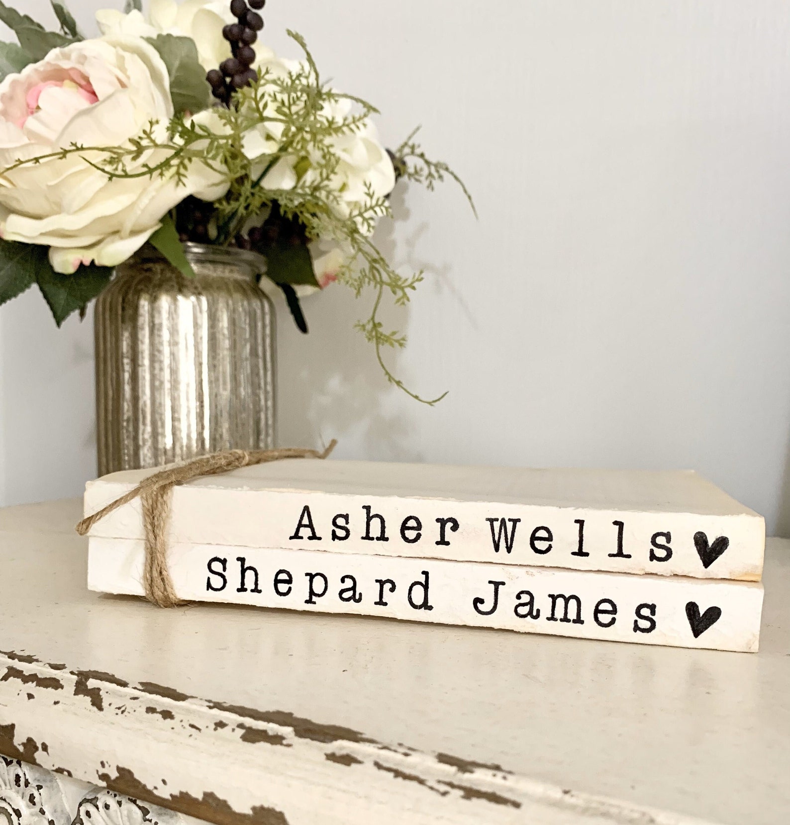 Personalized Names Book Stack Home Books Farmhouse Decor - Etsy