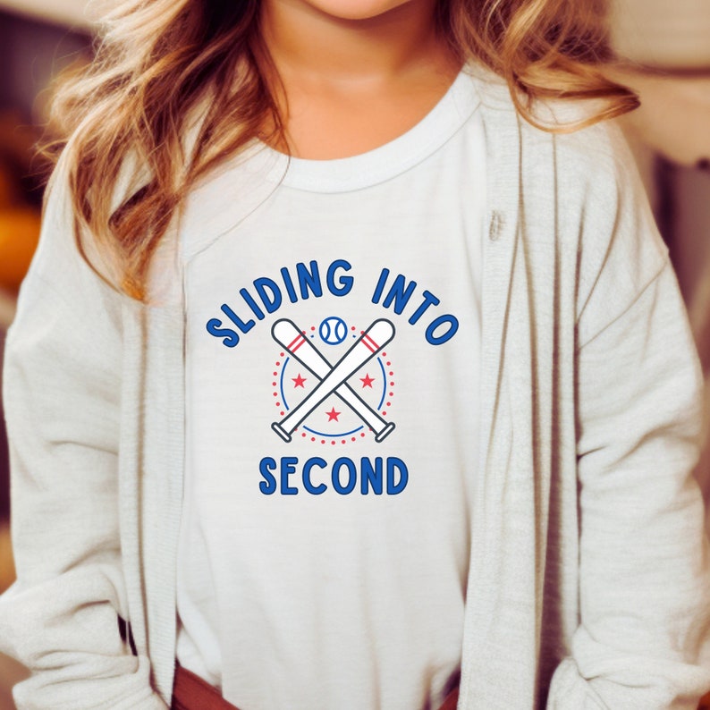 Sliding Into Second Birthday Tshirt for Toddler Baseball Birthday Party ...