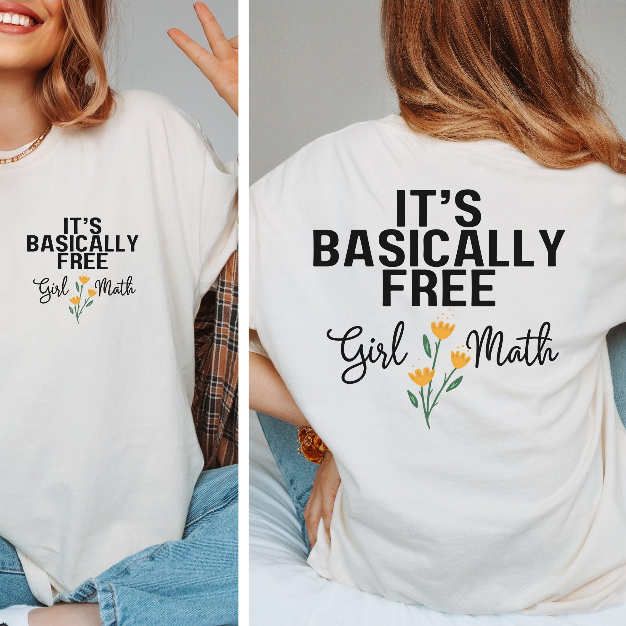 Girl Math It's Basically Free T Shirt Funny Womens T - Etsy