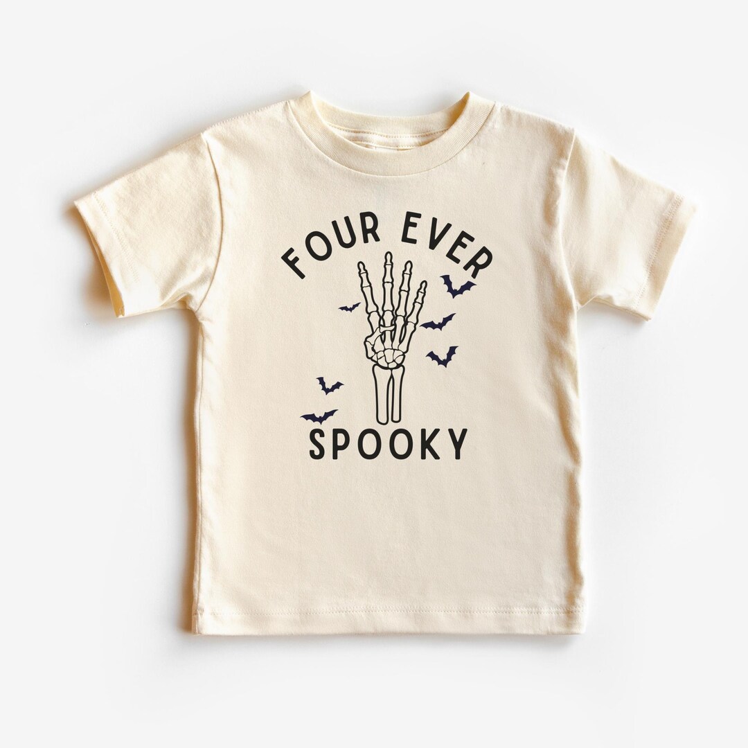 Four Ever Spooky Skeleton Fourth Birthday Shirt Halloween 4th Birthday ...