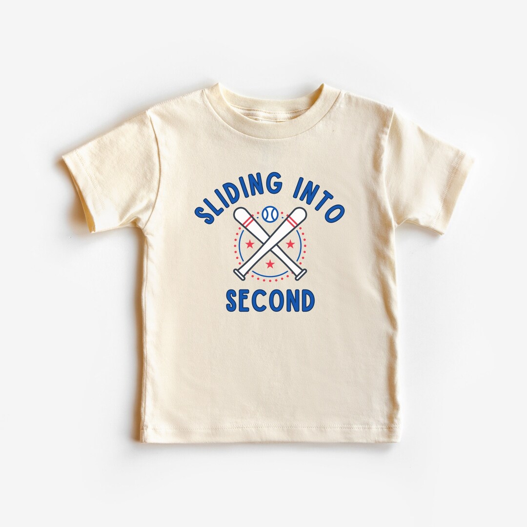 Sliding Into Second Birthday Tshirt for Toddler Baseball Birthday Party ...