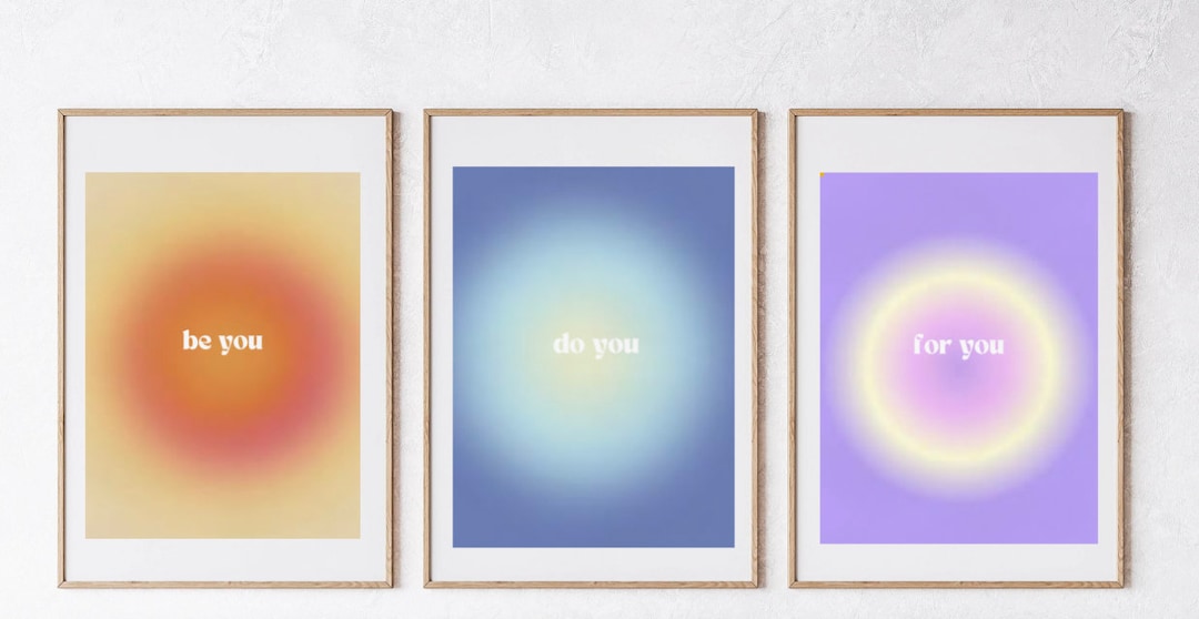 Positive Aura Posters for Room Aesthetic 3 Piece Colorful Aura Grainy ...