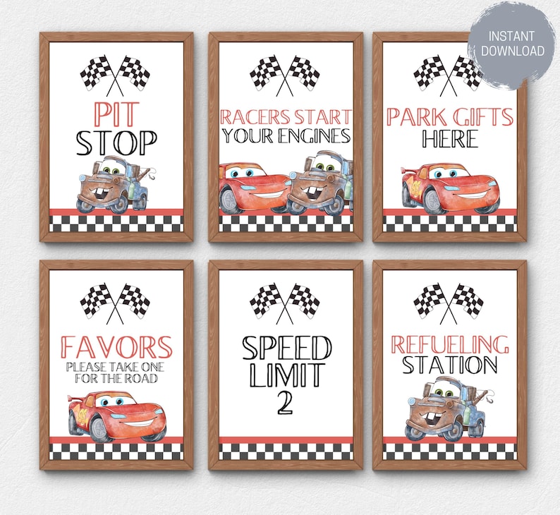 Editable Cars Party Signs, Cars Birthday Food Drink Signs, Car Party ...
