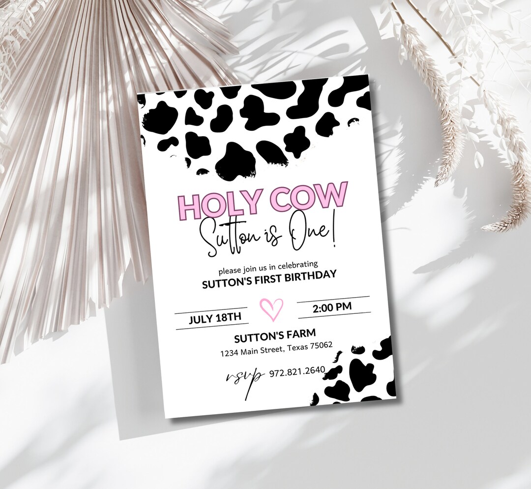 Holy Cow Birthday Invitation Template Printable,holy Cow Birthday ...