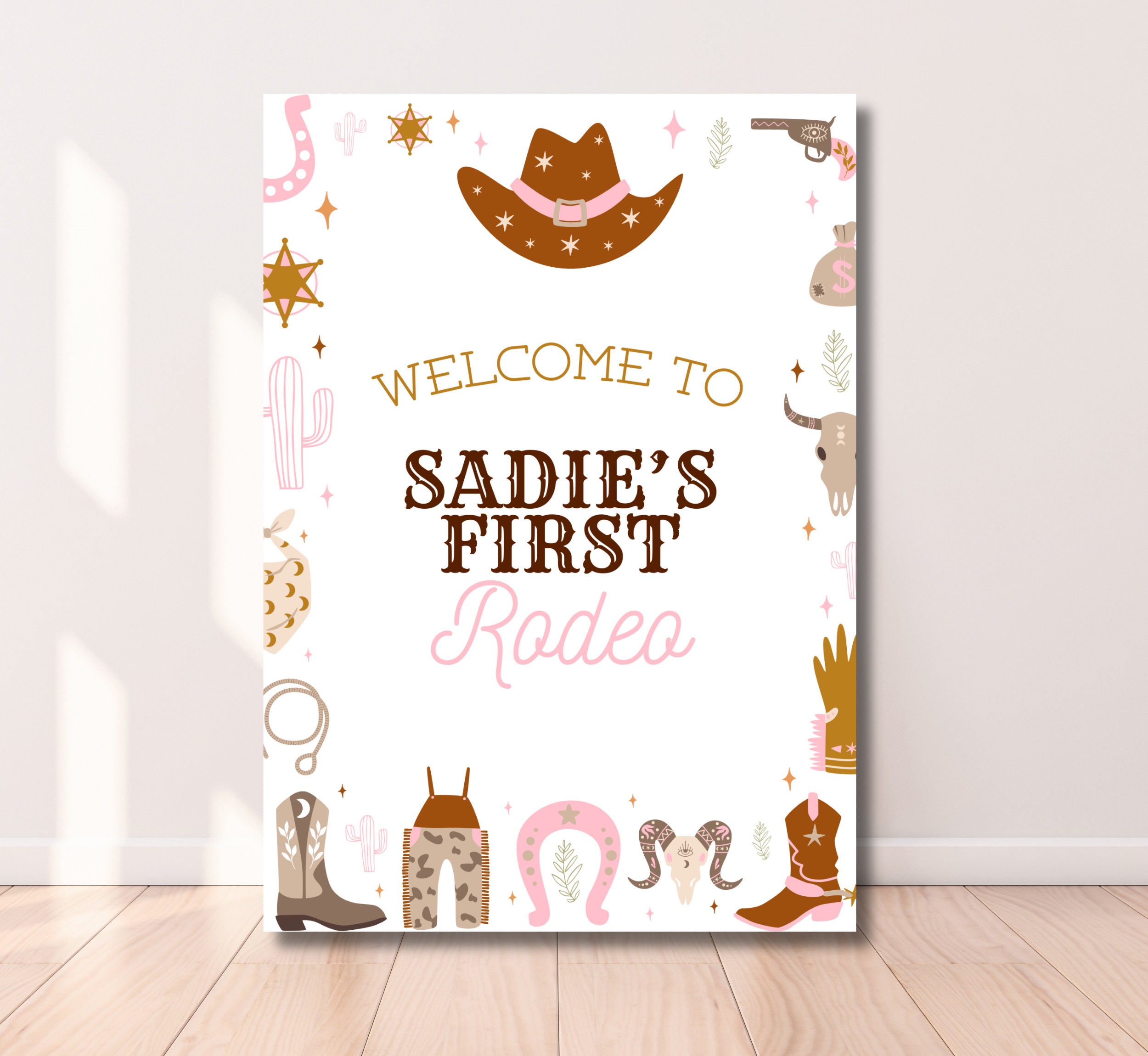 EDITABLE My First Rodeo Birthday Party Signs Cowboy Welcome - Etsy