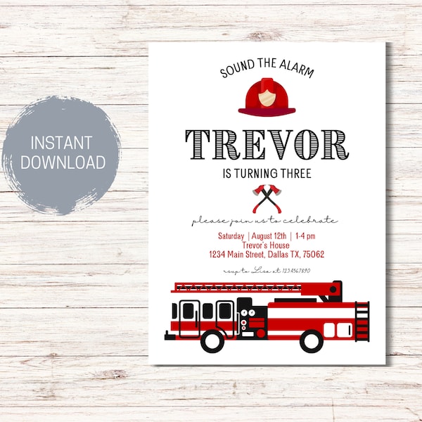 Fireman Invitation - Etsy