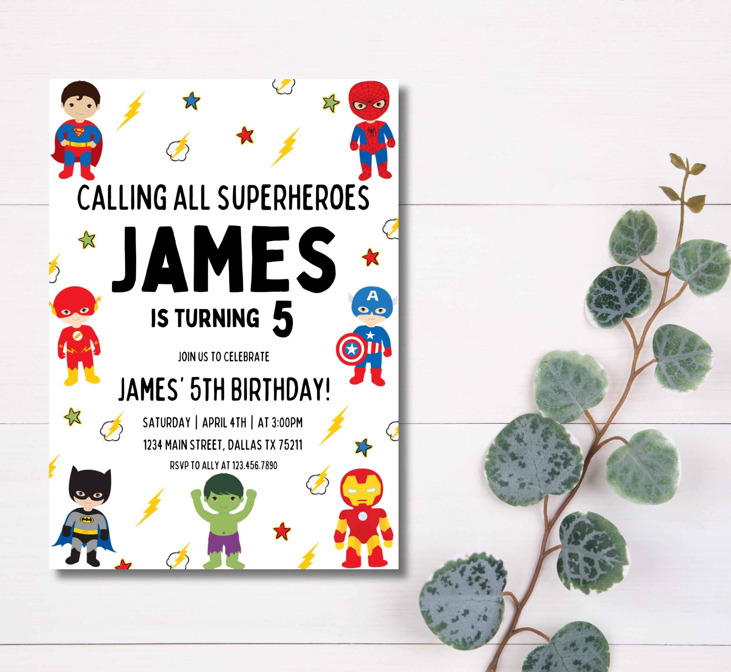 Editable Superhero Birthday Invitation Template, Calling All ...