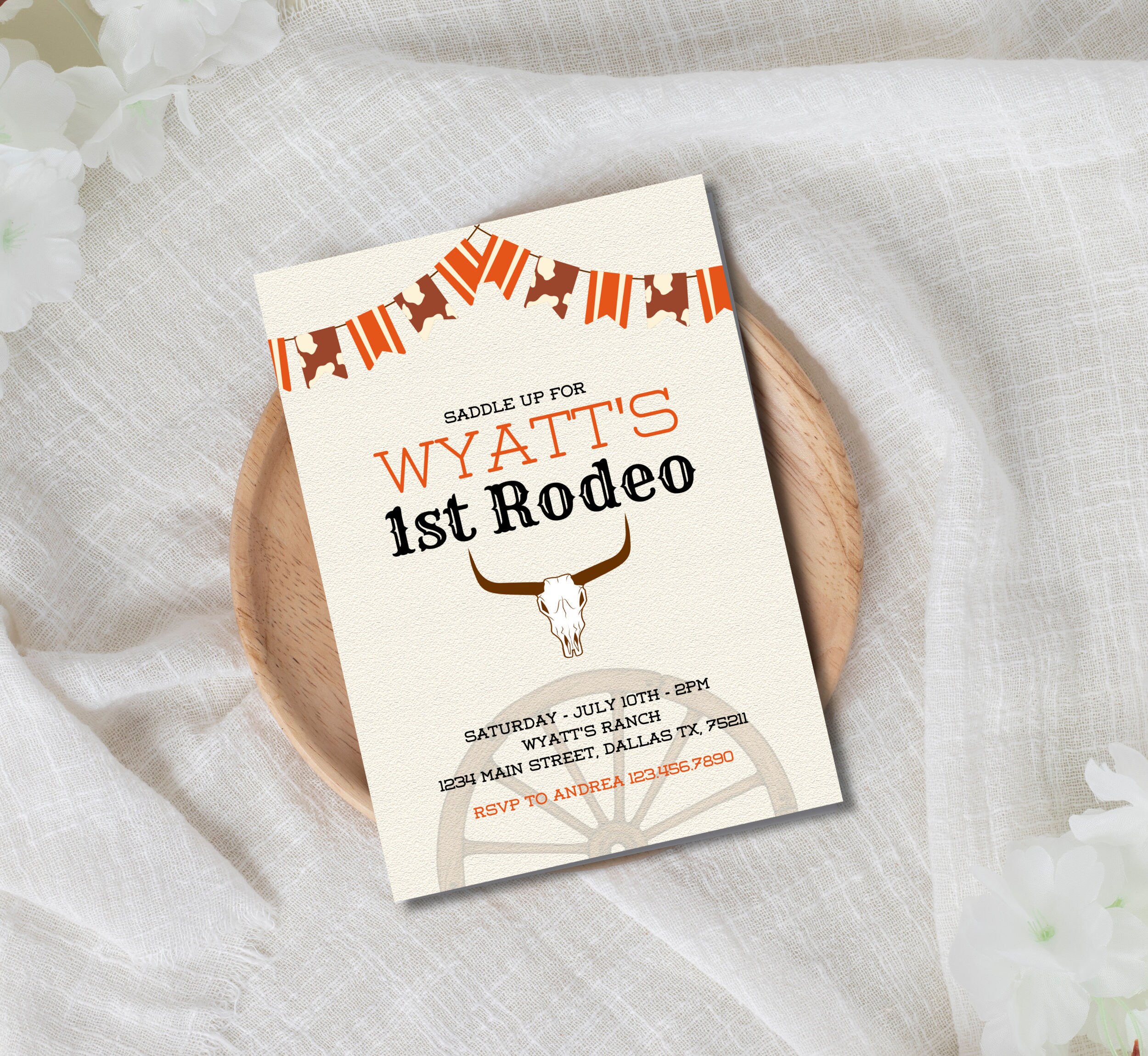 MY FIRST RODEO Birthday Invitation Template Editable Cowboy - Etsy