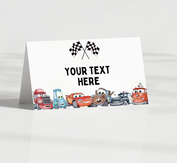 Race Car Party Food Tents Bundle, Editable Racing Birthday Table Decoration Labels, Buffet Place ...