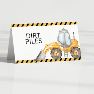 Construction Food Tents Labels, Editable Template, Construction Trucks ...