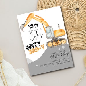 Dig in Construction Birthday Party Signs Bundle (NOT Editable), Digger ...