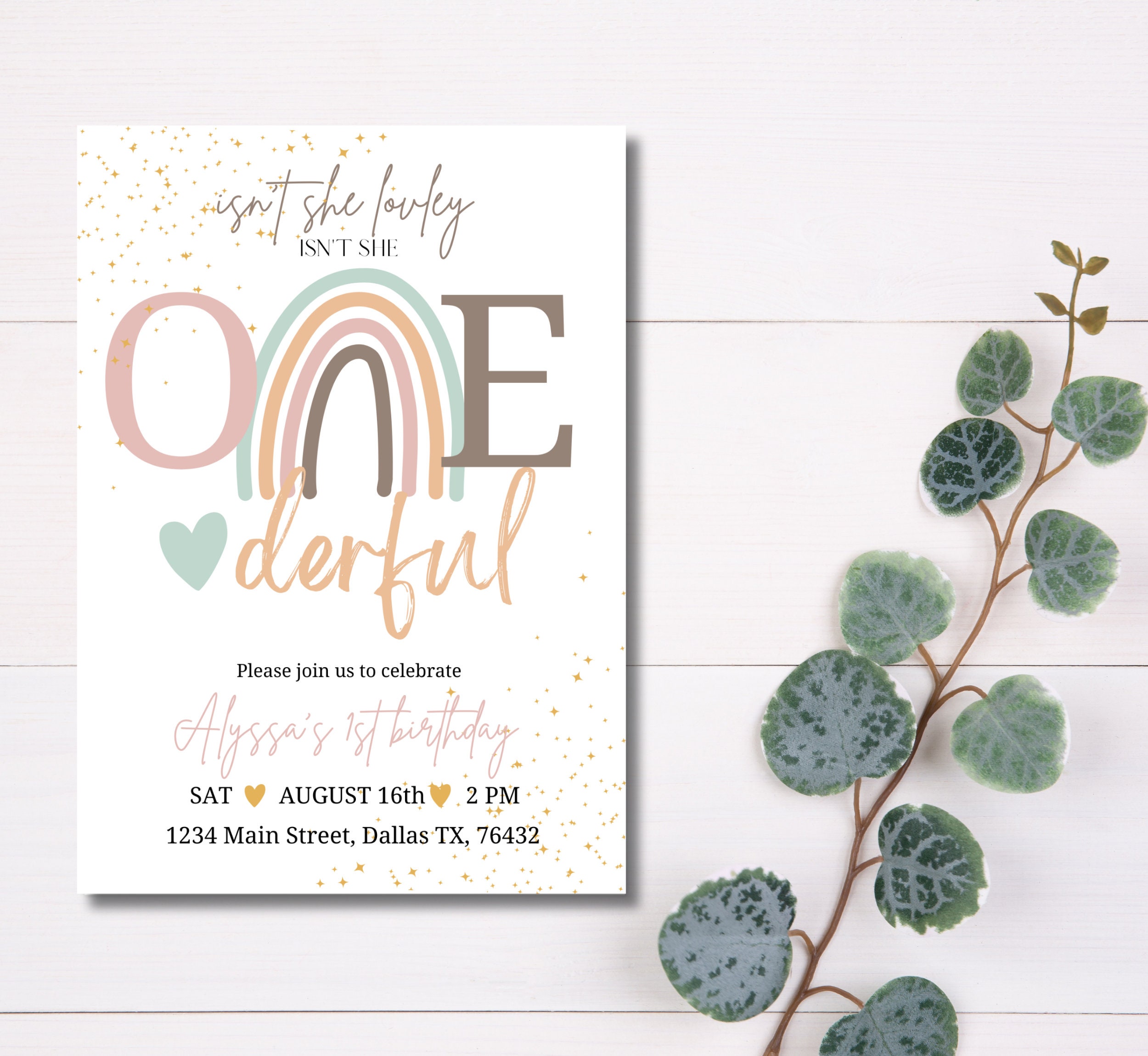 BOHO RAINBOW 1st Birthday Invitation, Editable Isnt She Lovely Isnt She ...
