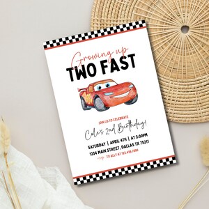 Cars Birthday Party Invitation, Lightning Mcqueen Birthday, Cars Party ...