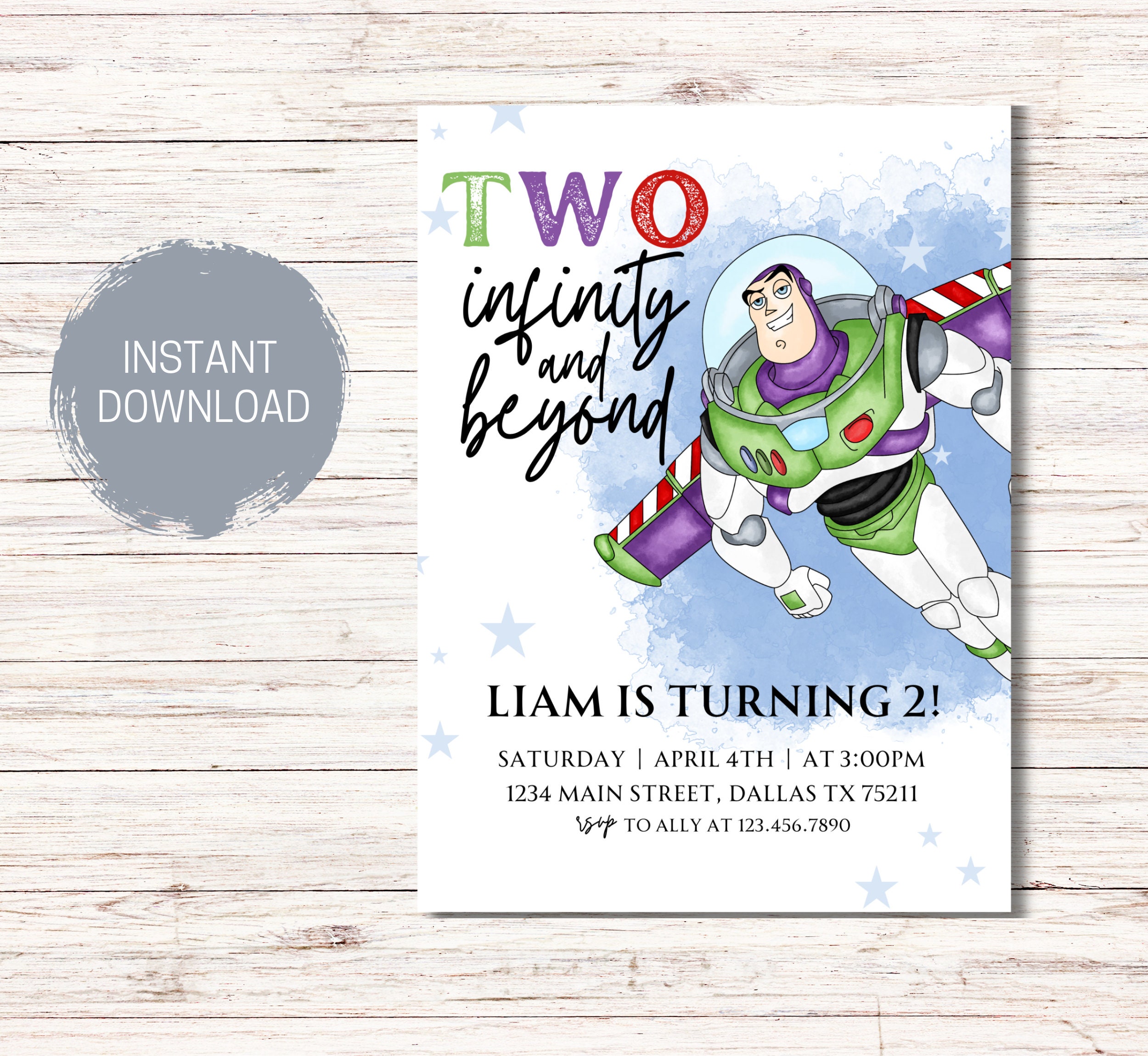 Buzz Lightyear Birthday Invitation Template, Editable Toy Story ...
