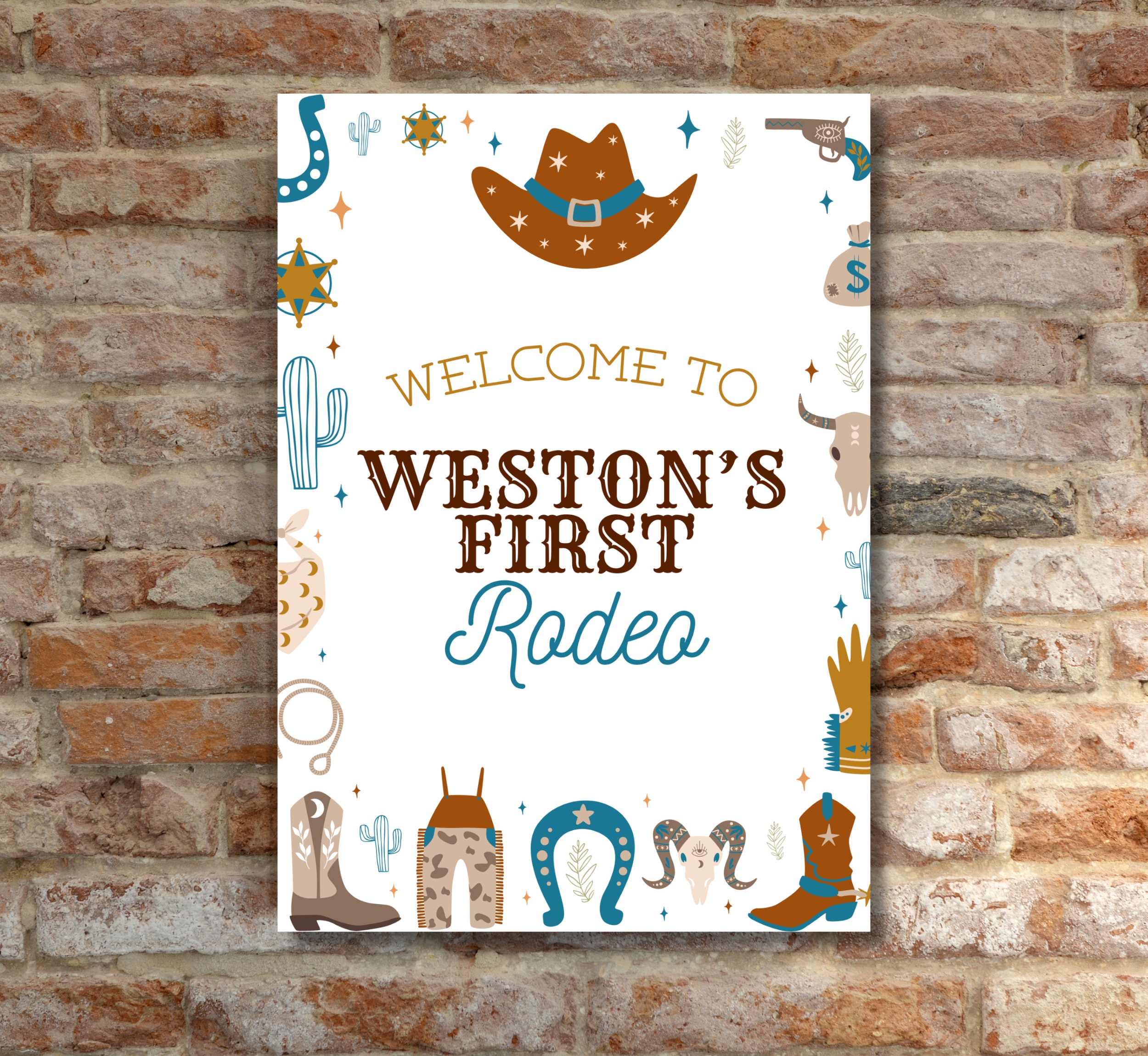 EDITABLE My First Rodeo Birthday Party Signs Cowboy Welcome Sign ...
