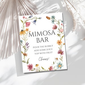 Wildflower Mimosa Bar Sign, Printable Mimosa Bar Sign, Floral Mimosa ...