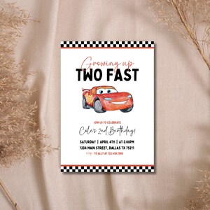 Cars Birthday Party Invitation, Lightning Mcqueen Birthday, Cars Party ...