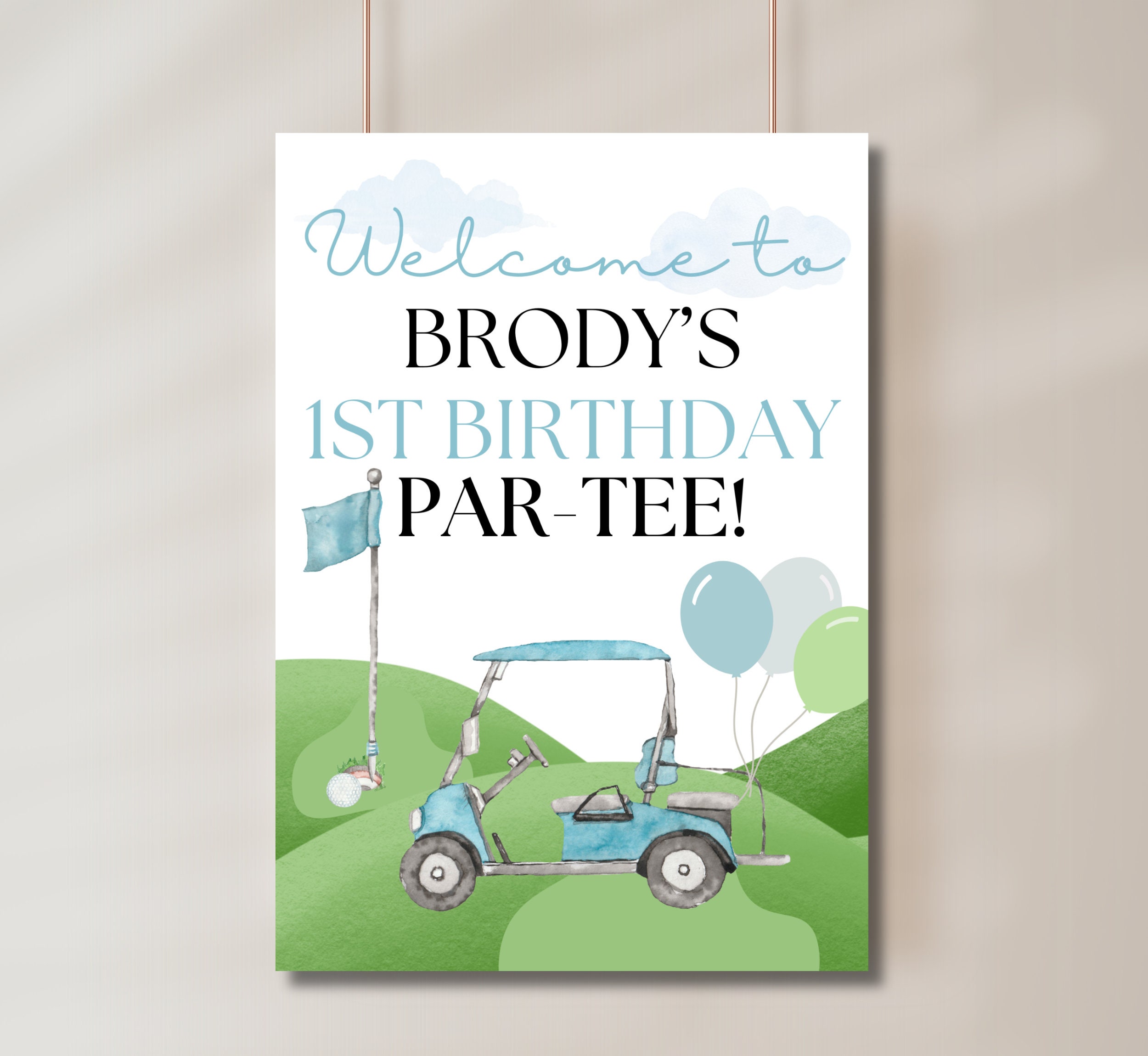 Golf Birthday Welcome Sign, Hole in One Welcome Sign, Editable Golf ...