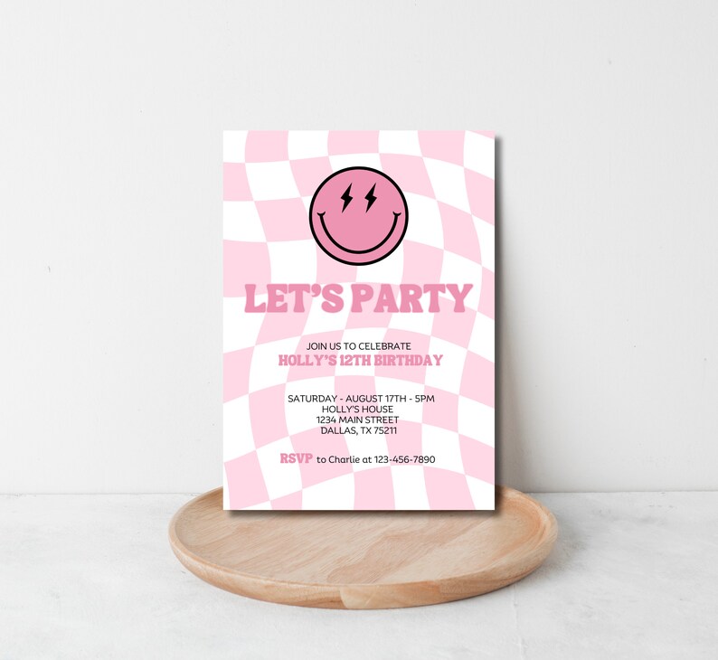 Editable Smiley Face Invite, Smiley Face Birthday, Emoji Invitation ...