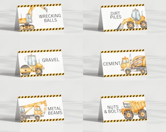 Construction Theme Place Cards - Set of 8 - Construction Site Birthday ...
