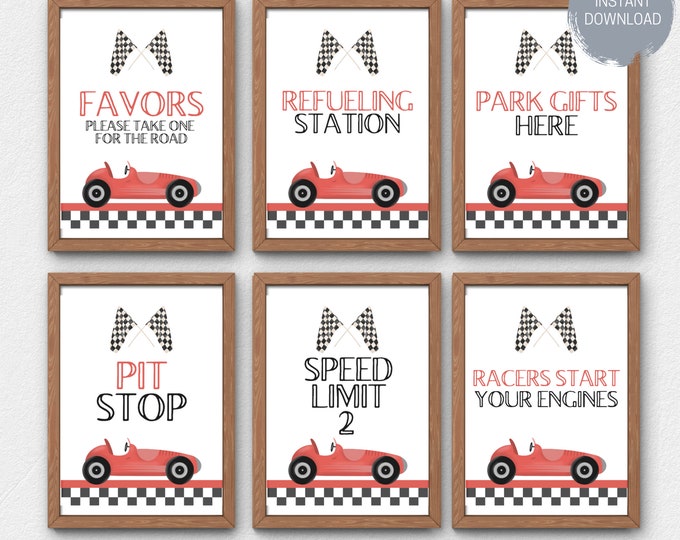 Editable Racing Party Sign Bundle, Instant Download Racing Birthday ...