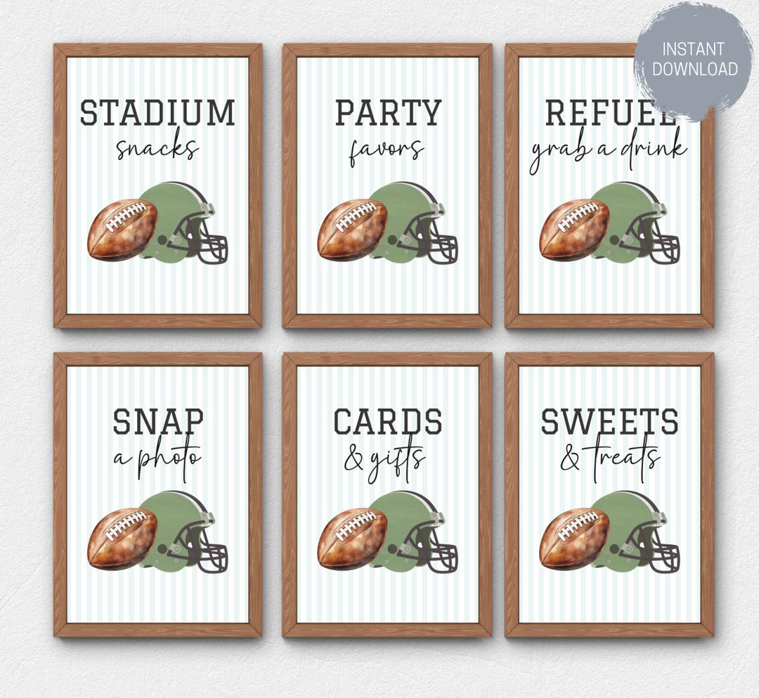 Football Party Signs Bundle, Football Party Decor, Printable Food Table ...