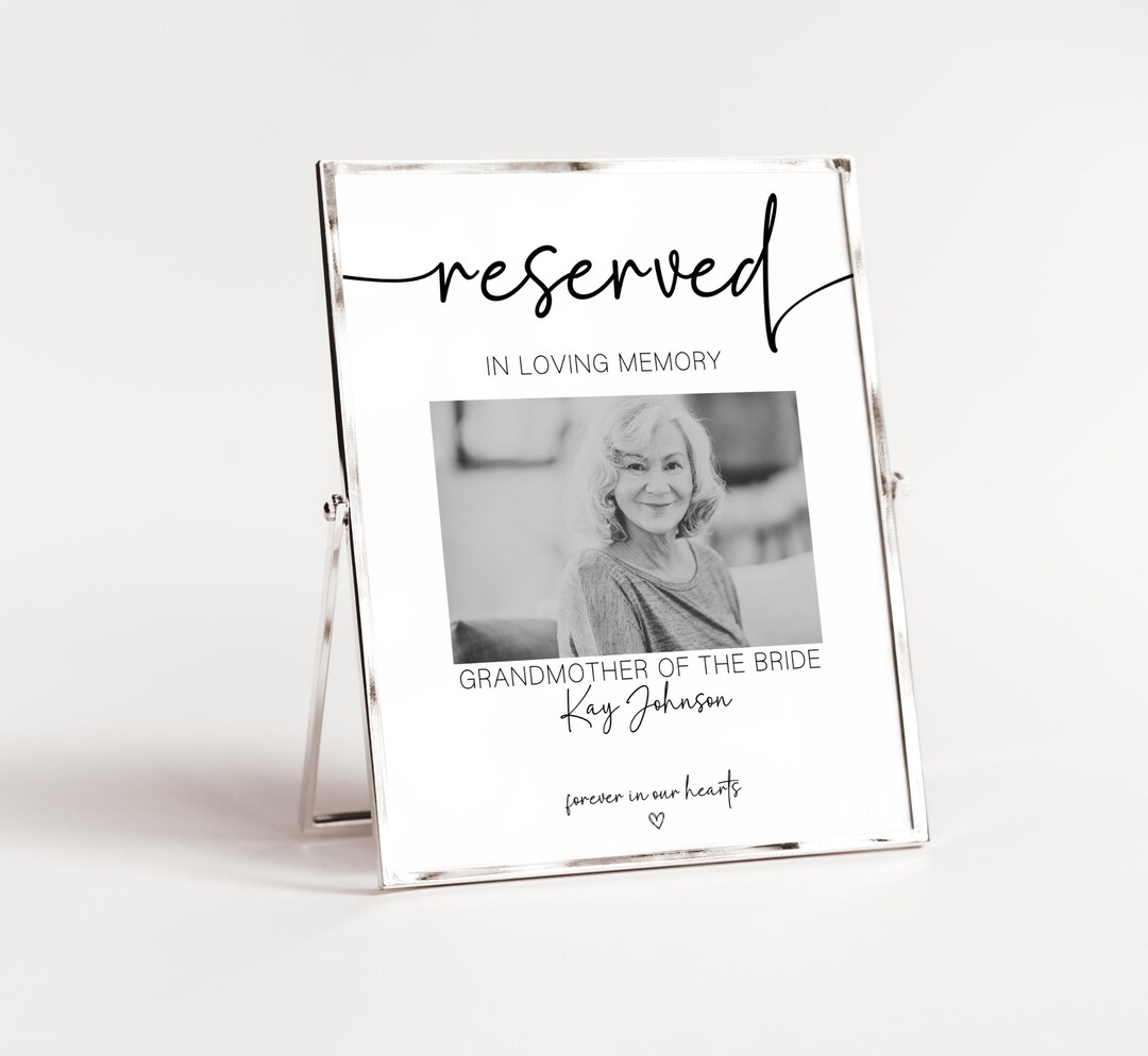 Reserved Seat Sign Loving Memory, Editable Wedding Memorial Chair ...